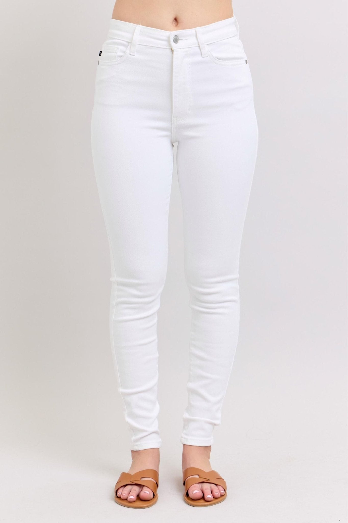 White High-Waisted Skinny Jeans - Judy Blue - Lush Lemon