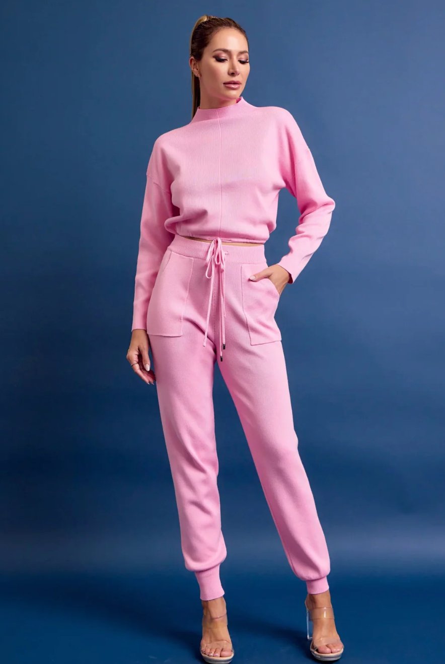 Cozy Chic High Neck Knit Jogger Set: The Ultimate Blend of Style and C ...