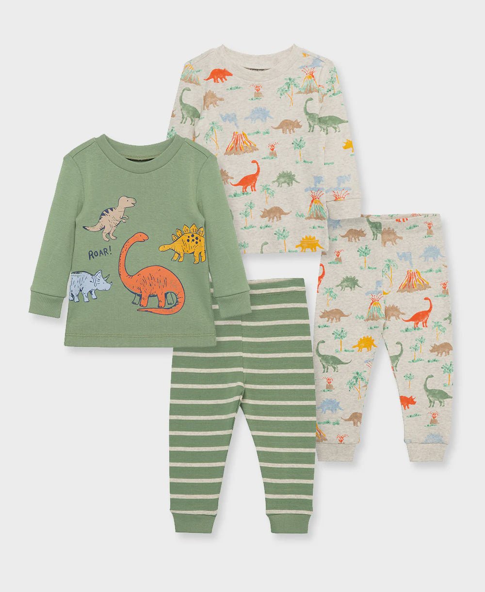 Dino 4Pc Pajama Set - Little Me - Lush Lemon